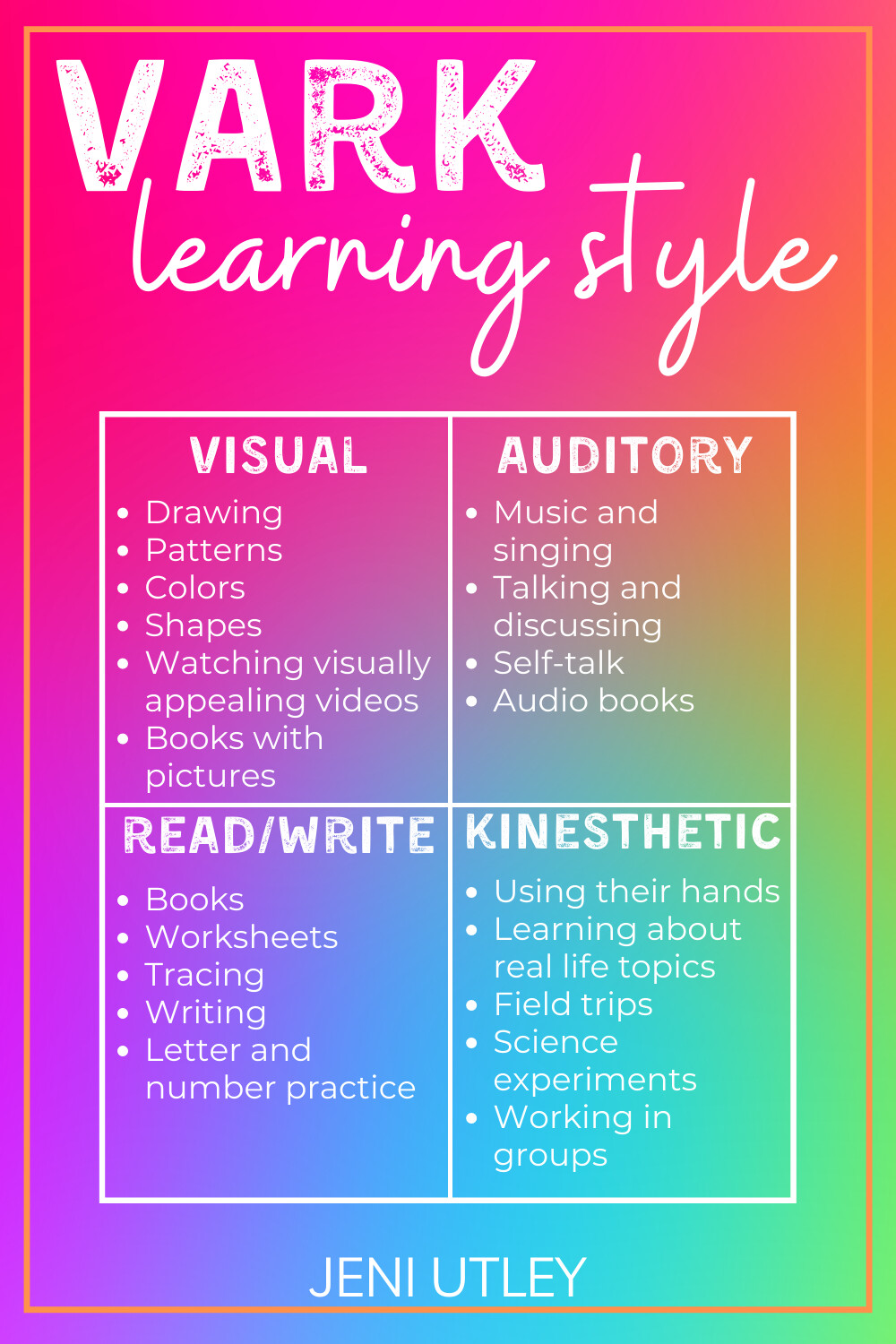 VARK Learning Styles for Preschoolers | Jeni Utley